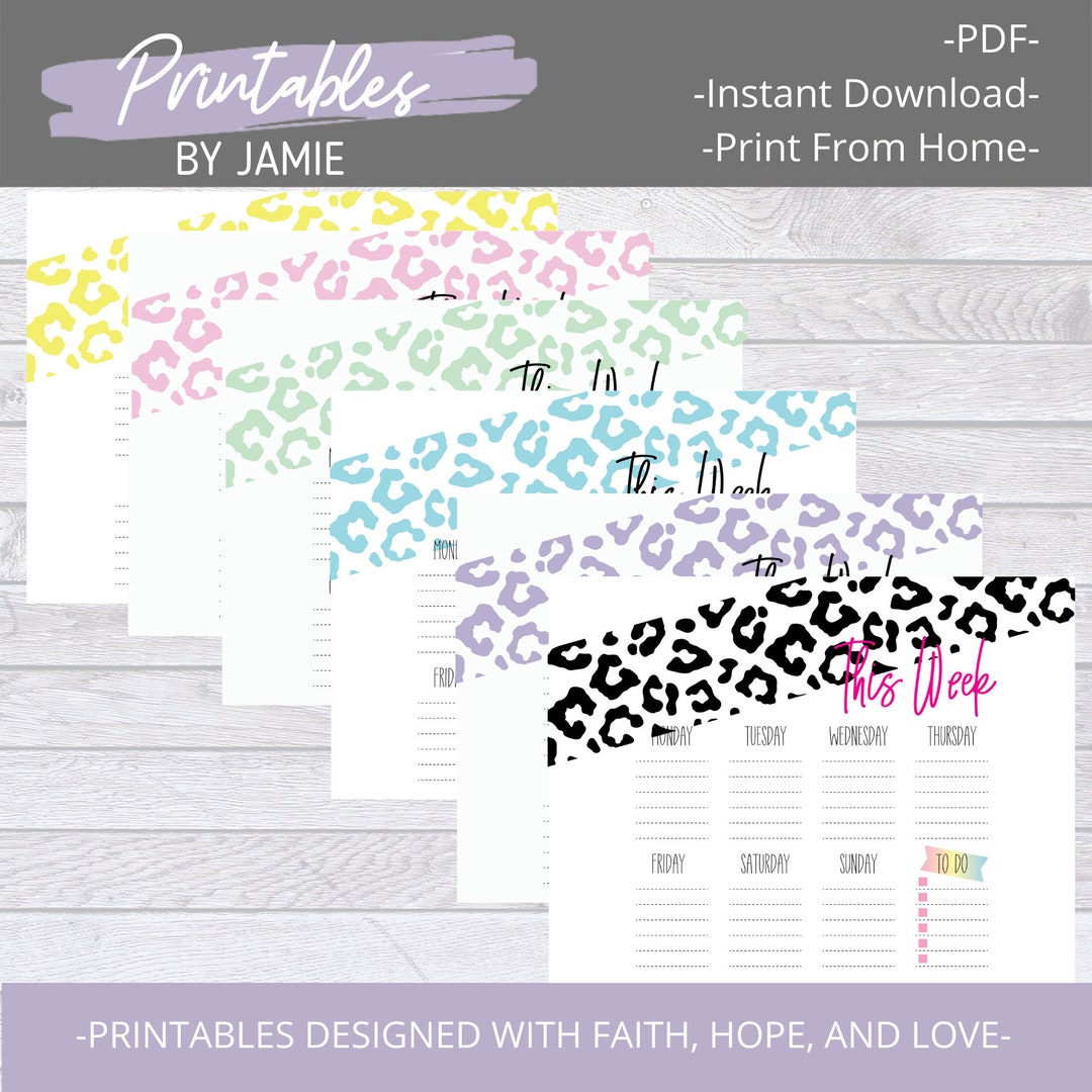 Printable Weekly Calendar PDF - Weekly Planner - PDF Calendar ...
