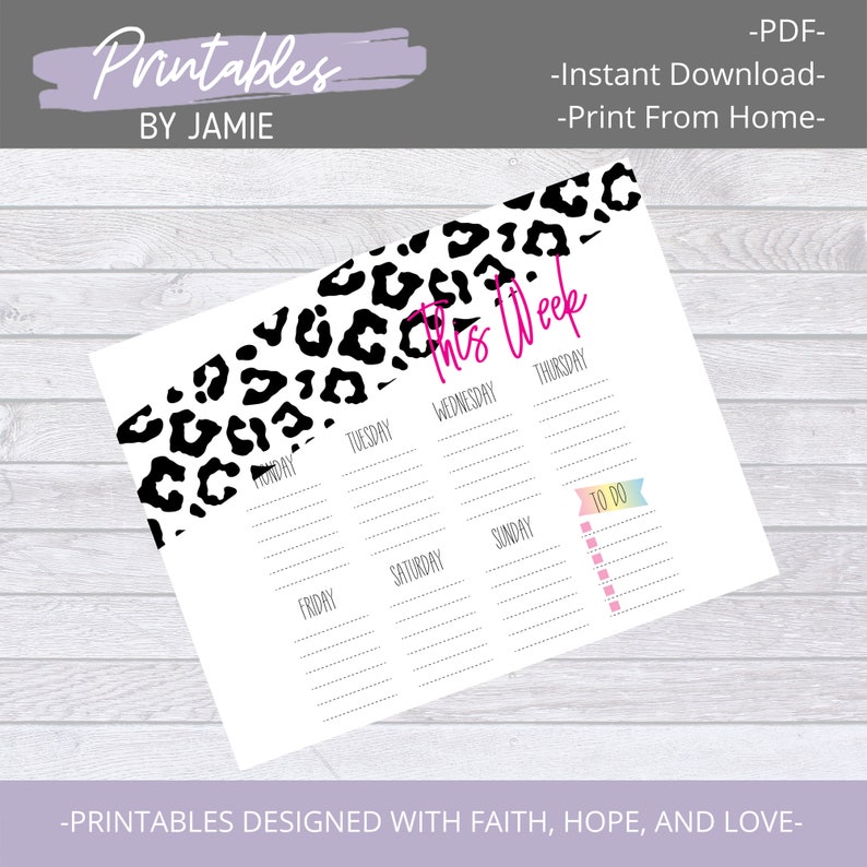 Printable Weekly Calendar PDF - Weekly Planner - PDF Calendar ...