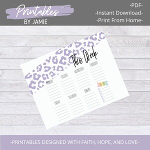 Printable Weekly Calendar PDF Weekly Planner PDF Calendar Printable ...