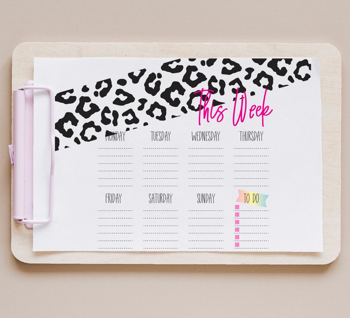 Printable Weekly Calendar PDF Weekly Planner PDF Calendar | Etsy