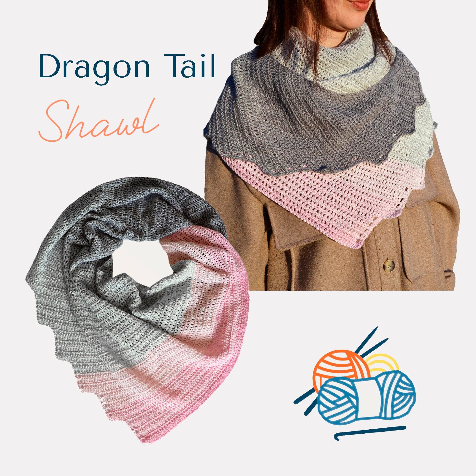 CROCHET PATTERN Dragon Tail Shawl, Shawl Crochet Pattern, Crochet Wrap ...