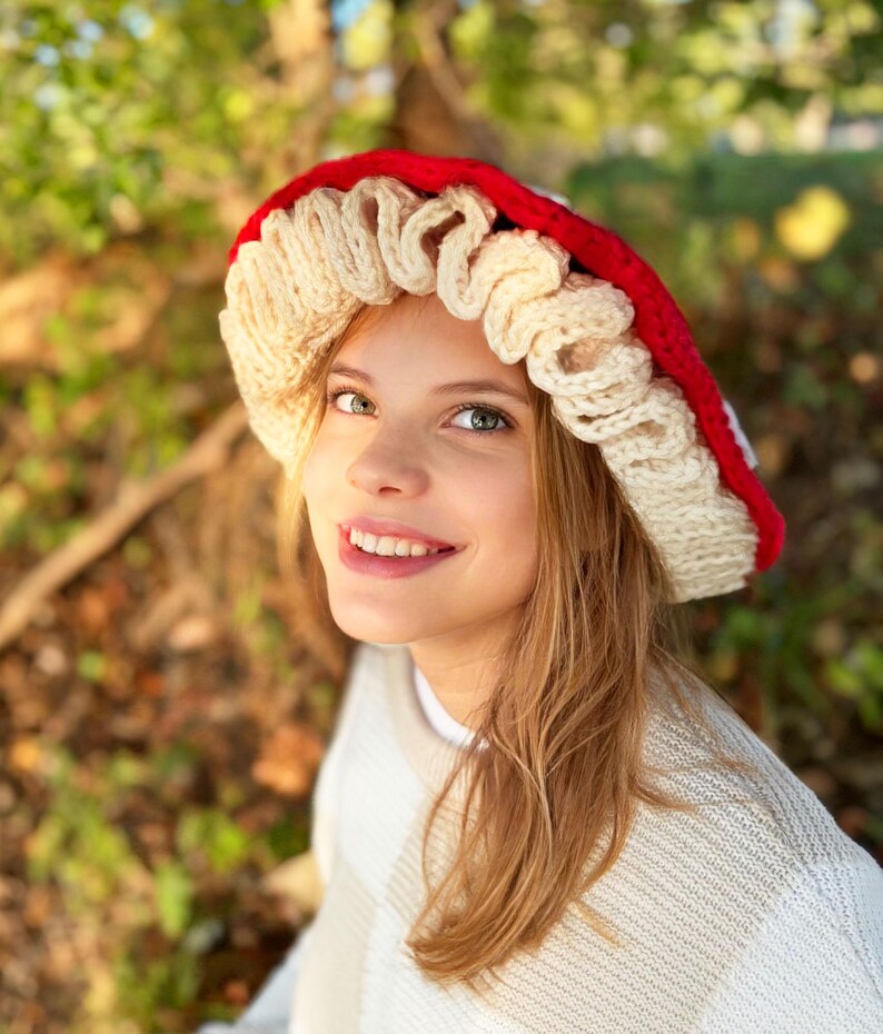 CROCHET PATTERN Toadstool Mushroom Hat, Easy PDF Tutorial, Red and White Fairycore Hat ...