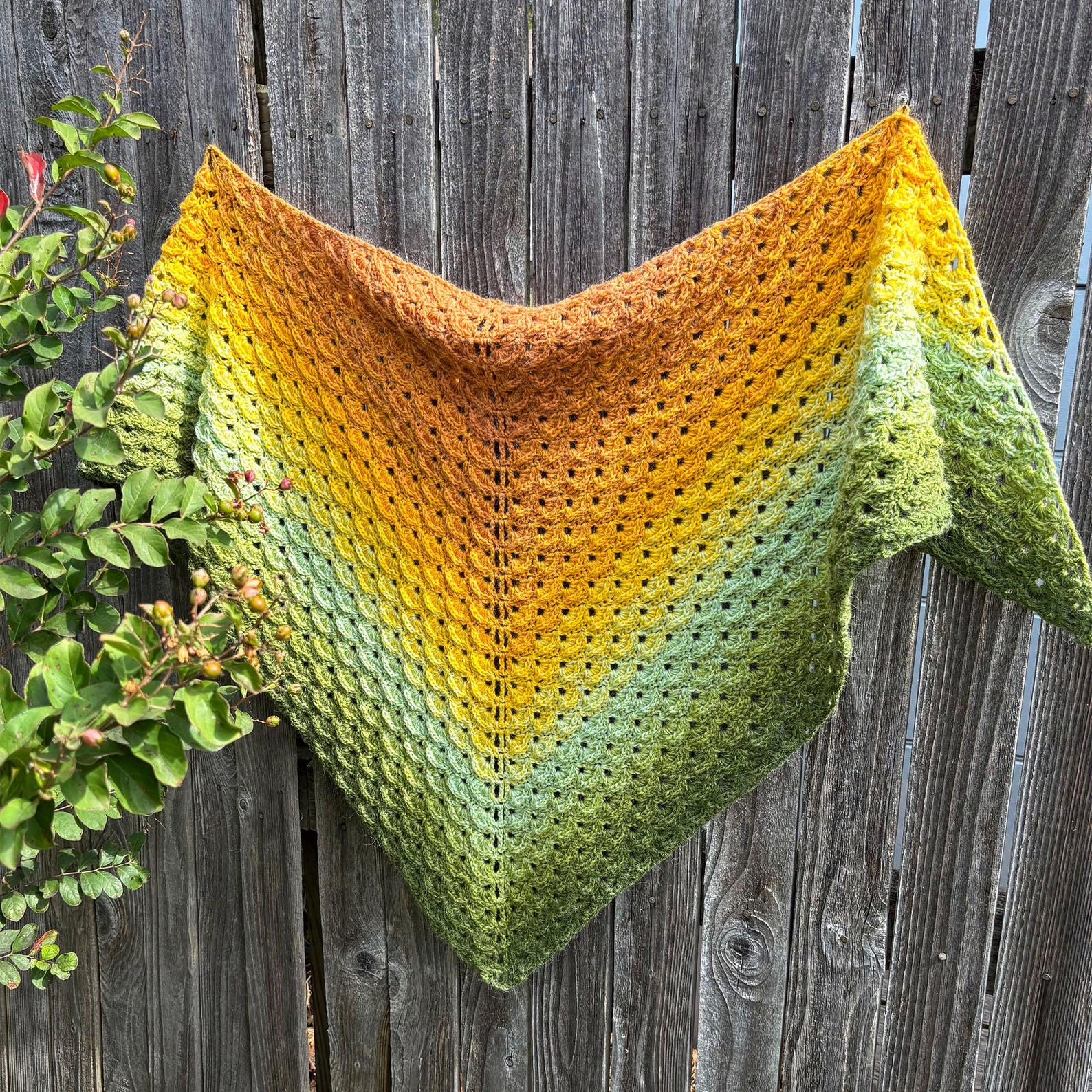 CROCHET PATTERN – Golden Fall Shawl, Textured Triangle Wrap, One Skein ...