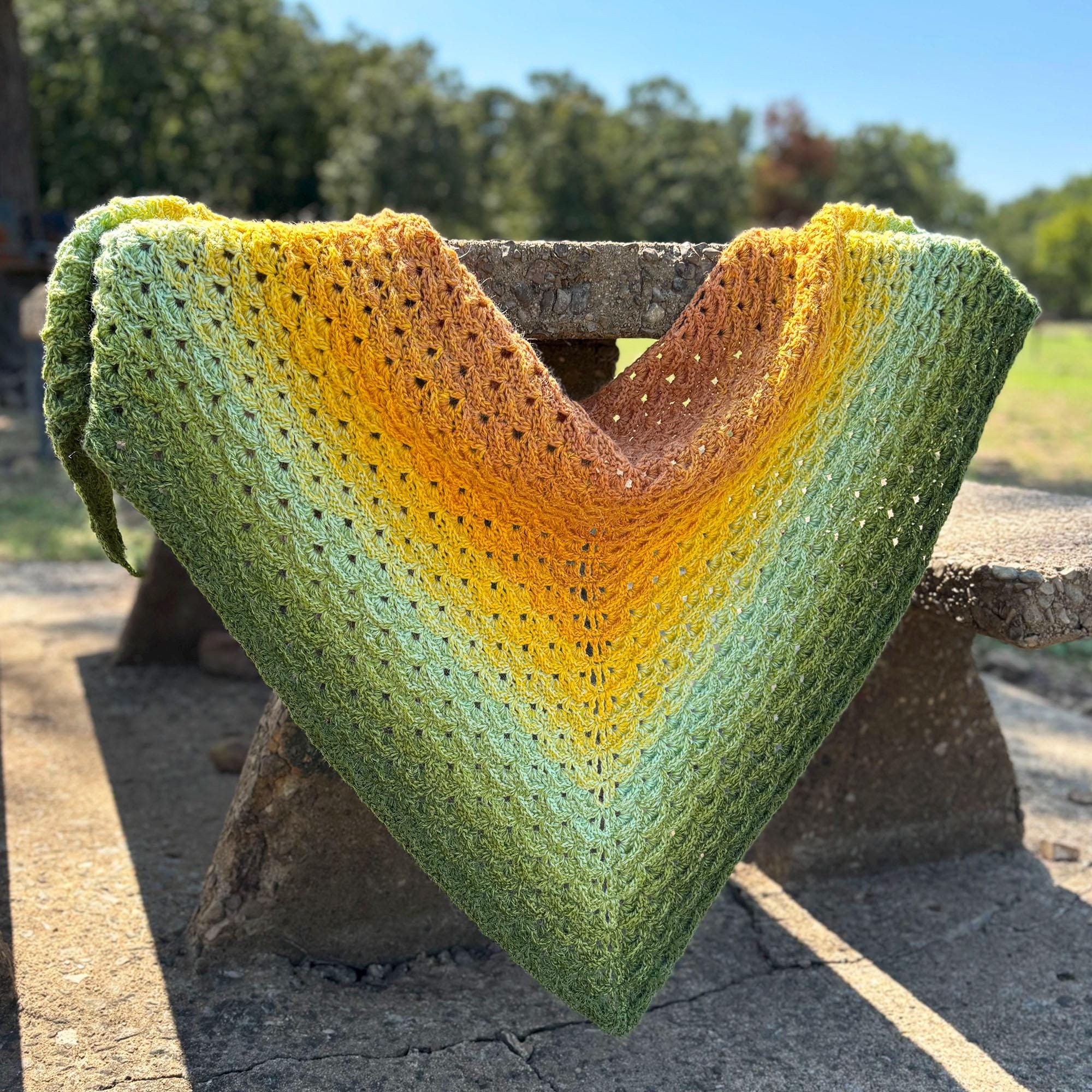 CROCHET PATTERN – Golden Fall Shawl, Textured Triangle Wrap, One Skein ...