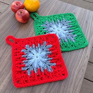 CROCHET PATTERN - Granny Mosaic Potholders, Textured Pot Holders, Hot ...