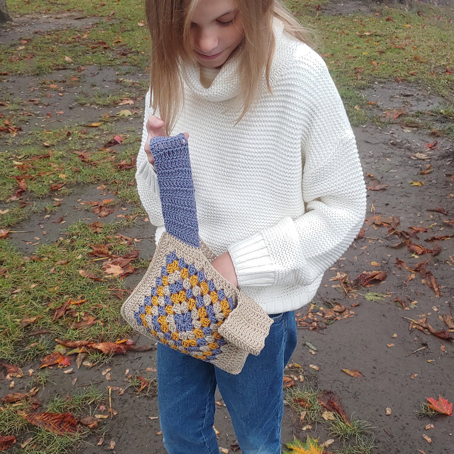 CROCHET PATTERN - Granny Square Purse, Japanese Knot Bag, Wrist Loop - Etsy