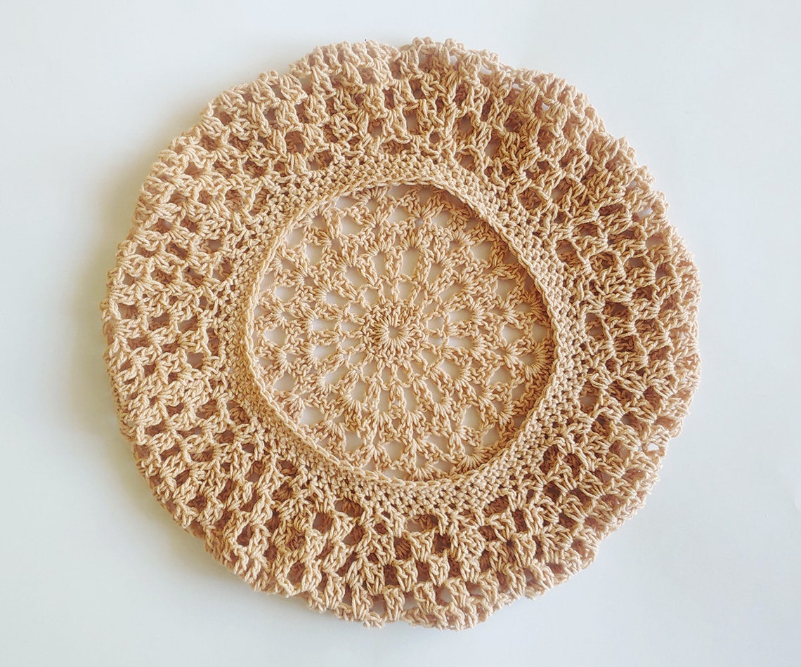 CROCHET PATTERN Lace Beret, Cotton Beret for Women, Crochet Hat ...