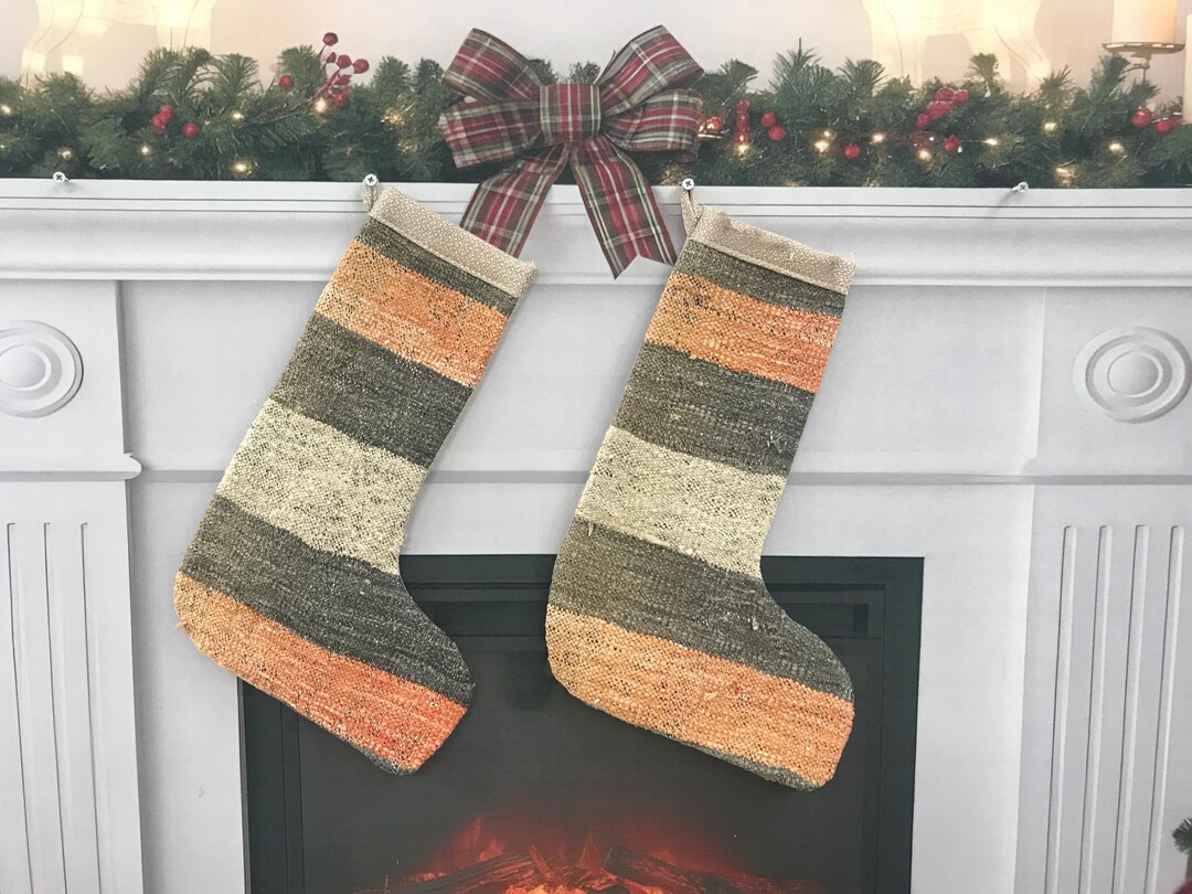 Christmas Fuzzy Sock, Decorative Stocking, Large Santa Socks, Wall ...