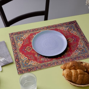 Turkish Rug Design, Kilim Pattern Placemats, Printed Table Mats, Ethnic ...