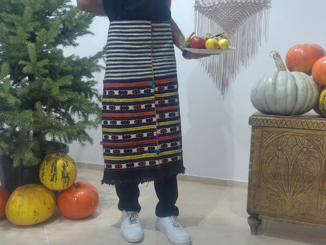 Woven Kilim Apron , Half Apron , Antique Apron , Blue White Apron ...