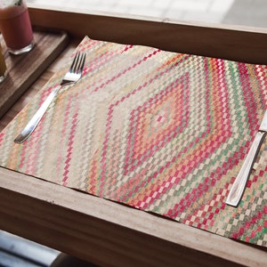 Decorative Turkish Placemats, Kilim Pattern Tableware, Durable ...