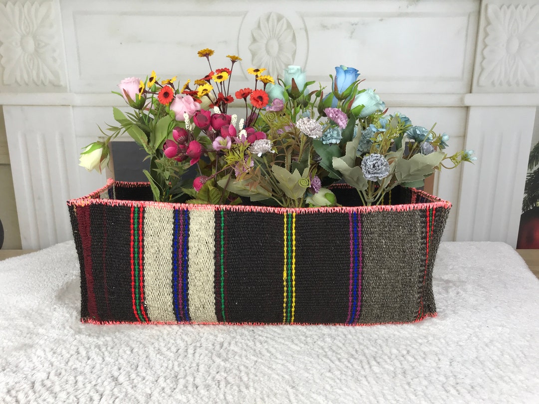 Rectangle Kilim Basket, Flower Pot Case,plant Pot Holder,rectangle ...