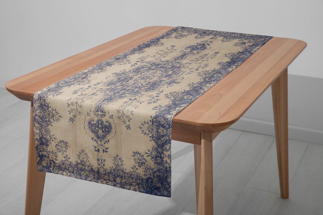 Sophisticated Table Decor, Kilim Pattern Table Scarf, Library Desk ...