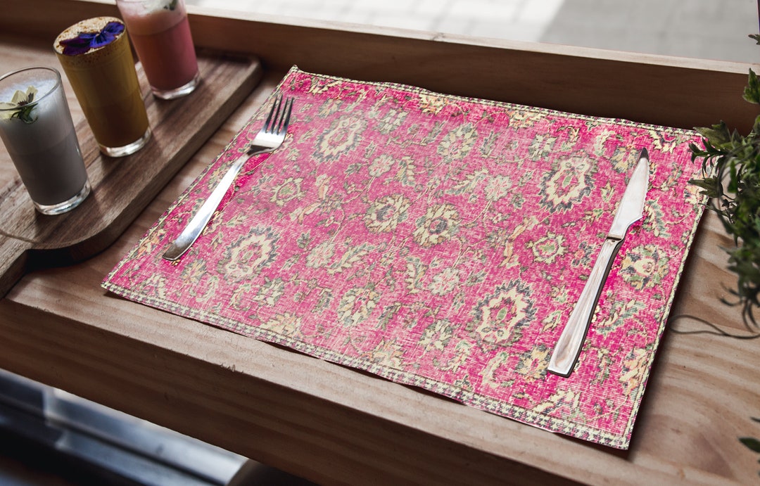 Traditional Turkish Rug Print Kitchen Mats, Luxury Vintage Textile Art ...