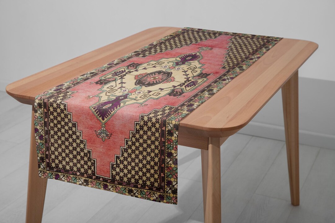 Artisanal Table Runner, Turkish Print Runner, Oriental Rug Style Runner ...