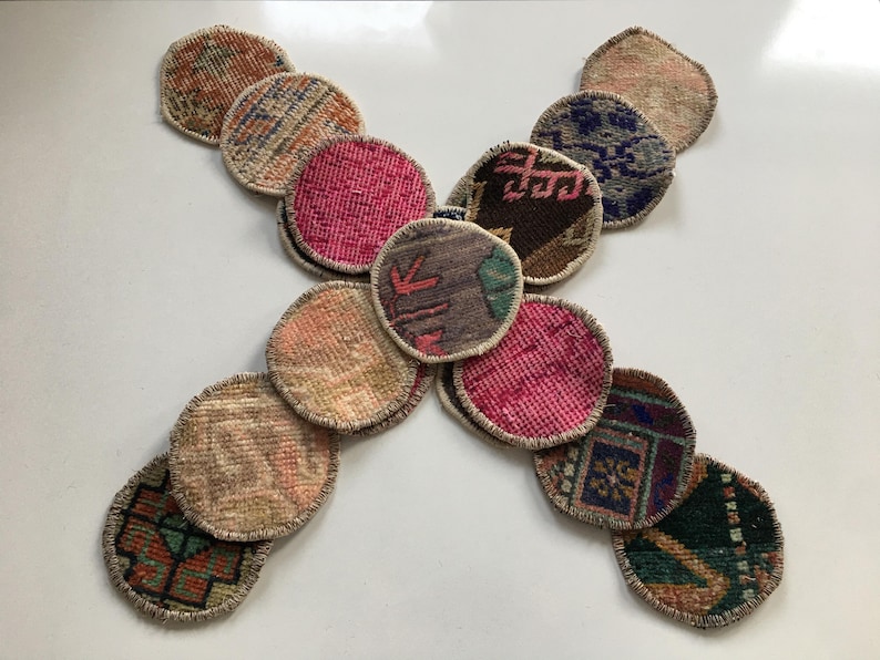 Colorful Kilim Coster, Handmade Coaster, Vintage Rug Coster, Drink ...