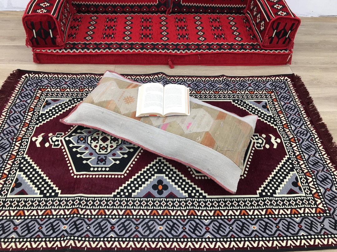 Back Support Pillow, Kilim Floor Pouf, Ground Pillow, Pouf Ottoman ...