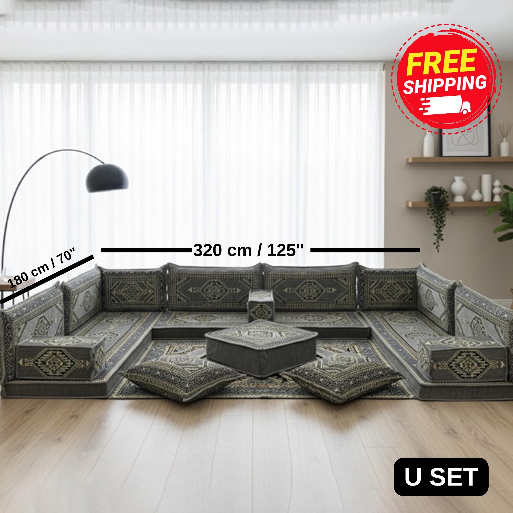 Majlis Seating Set, Modular Sofa, Arabic Seating, Sofa With Ottoman ...