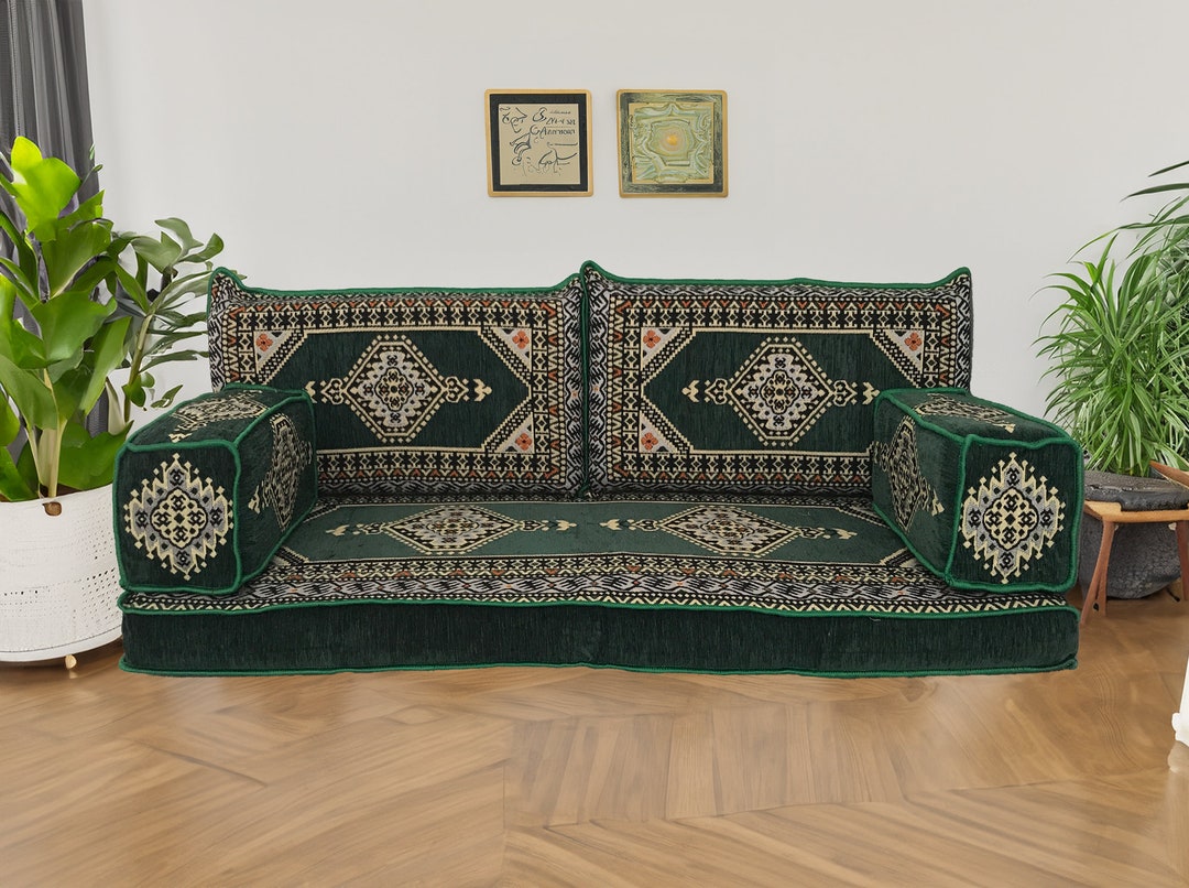 Sectional Sofa Set, Turkish Cushion, Green Floor Sofa, Window Seat ...