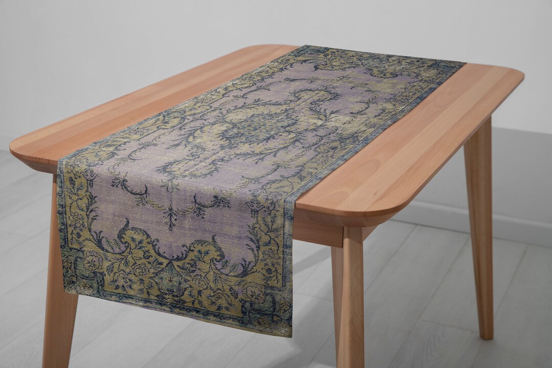 Chic Velvet Table Runner, Oushak Decor Runner, Middle East Style Table ...