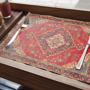 Turkish Rug Design, Kilim Pattern Placemats, Printed Table Mats, Ethnic ...
