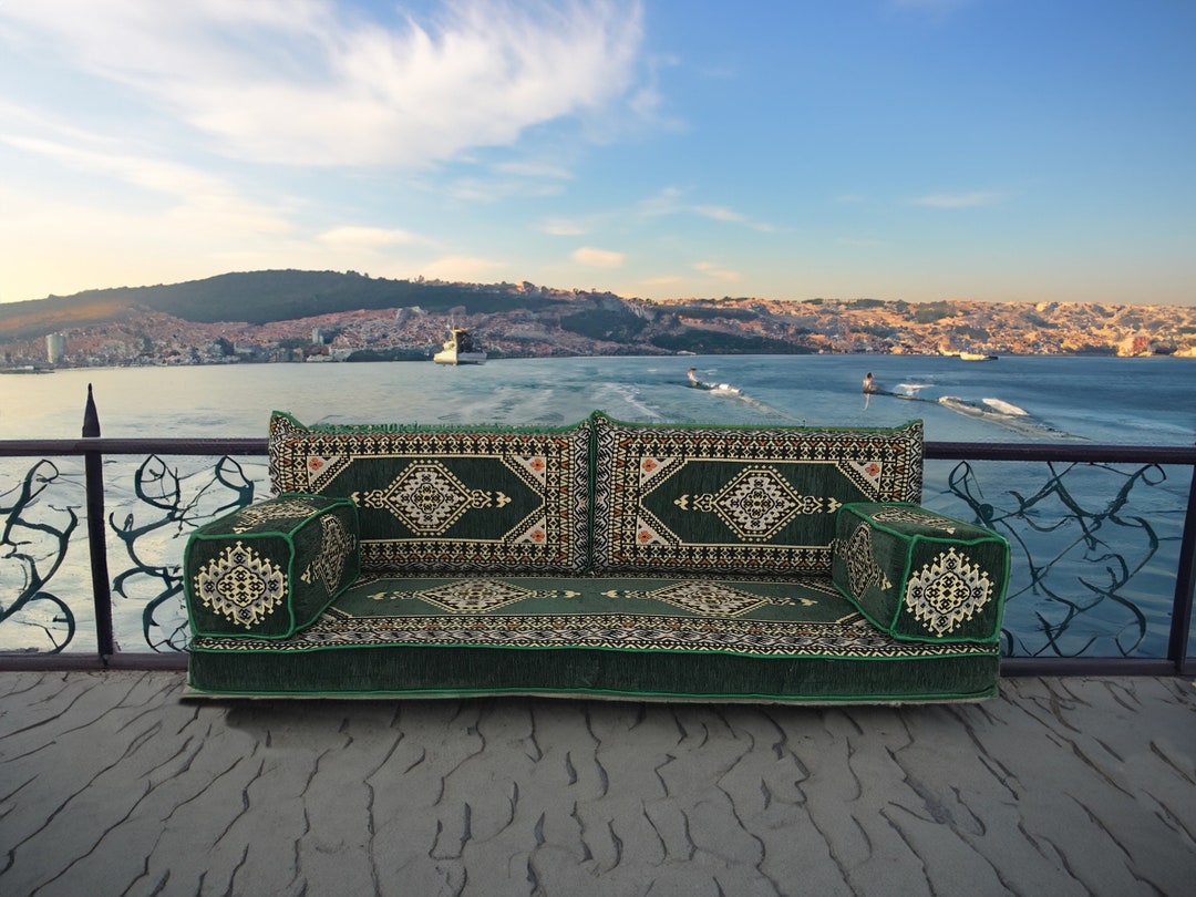 Sectional Sofa Set, Turkish Cushion, Green Floor Sofa, Window Seat ...