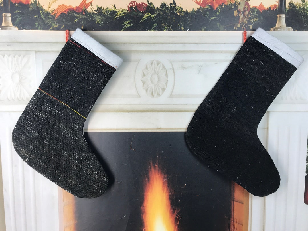 Handknitted Stocking, Tactical Stocking, Crochet Stocking, Cafe Decor ...