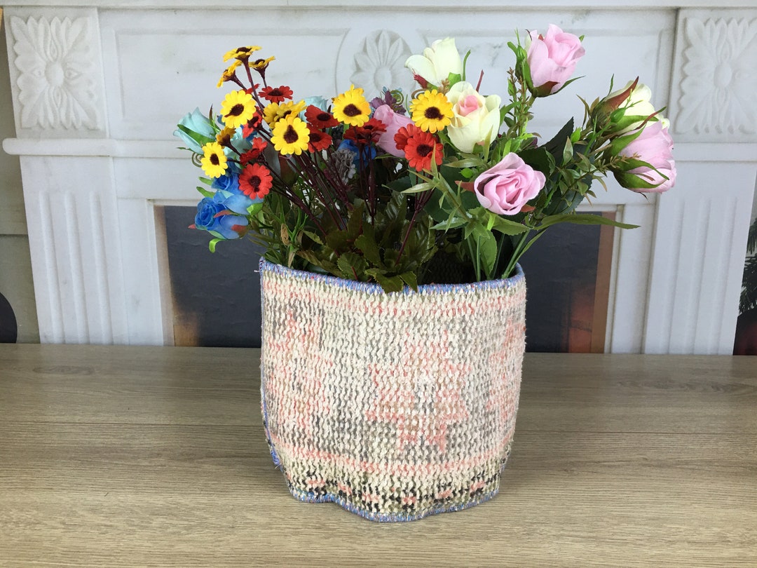 Pink Plant Holder, Round Pot Case, Rug Plant Holder, Handmade Planter ...