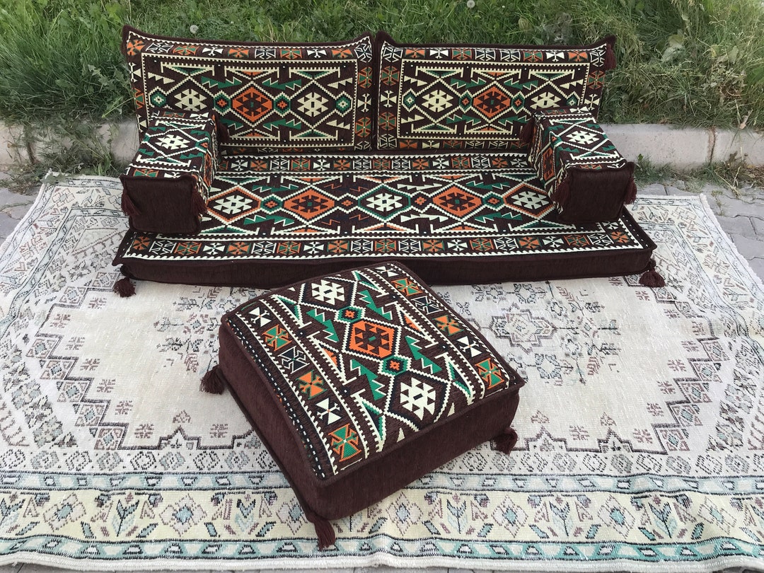 Floor Sofa Seating Brown Single Sofa Arab Cushion Ottoman - Etsy