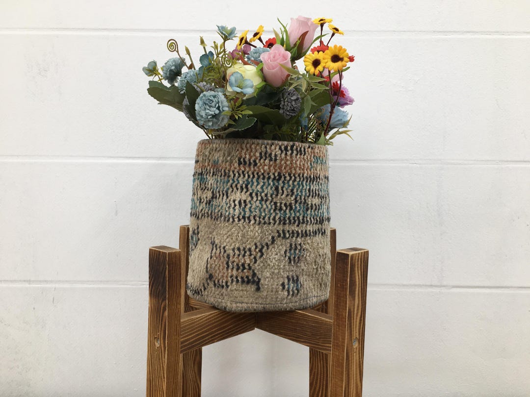 Decorative Plant Pot, Turkish Rug Basket, Unique Basket, Sustainable ...
