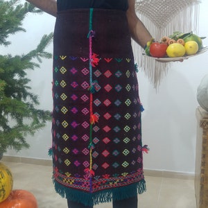 Vintage Kilim Apron, Embroidered Wool, Burgundy Half Apron - Etsy
