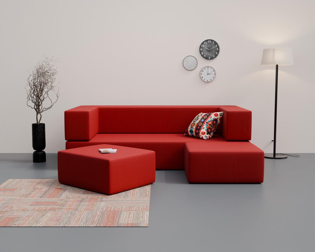 Foam Block Couch, Handmade Sofa, Convertible Floor Seating, Cube Style ...