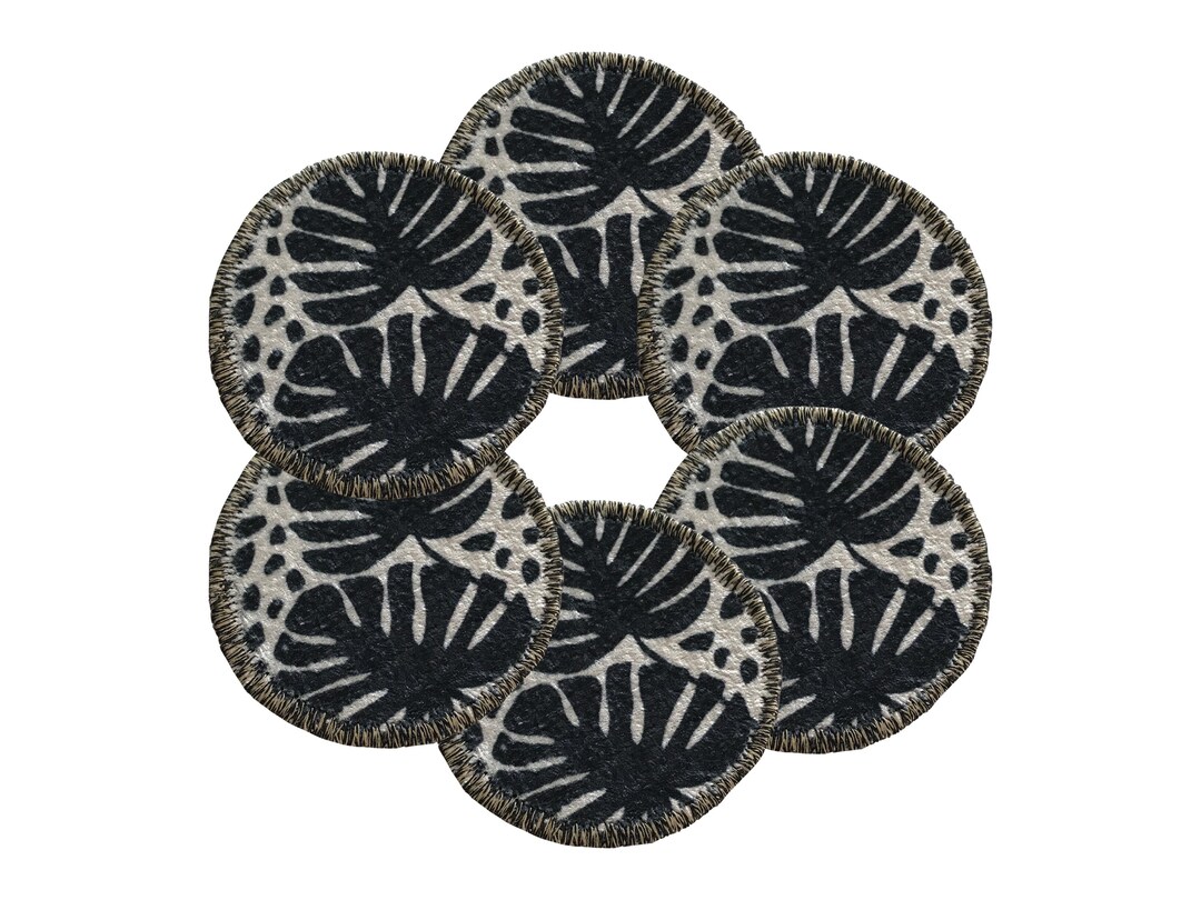 Modern Black and White Coasters, Leaf Design Coasters, Stylish Coasters ...