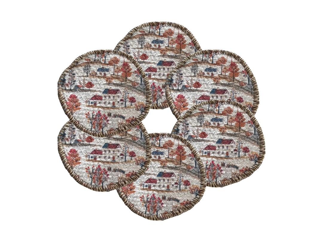 Country Decor Coaster, Scenic Pattern Coasters, Eleagnce Coasters, Cozy ...