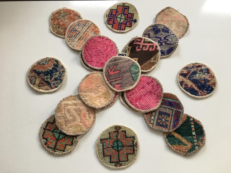 Colorful Kilim Coster, Handmade Coaster, Vintage Rug Coster, Drink ...