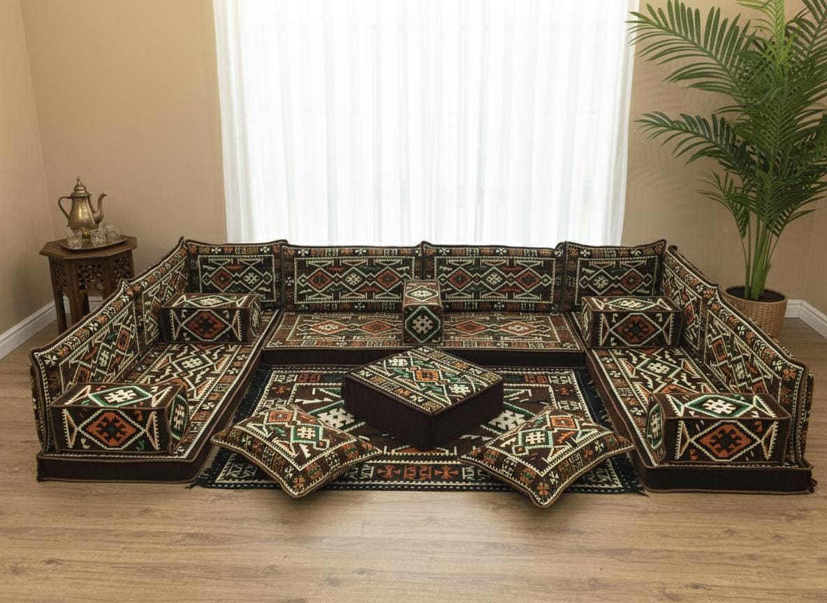Floor Sofa Seating, Brown Single Sofa, Arab Cushion, Ottoman Cushion ...
