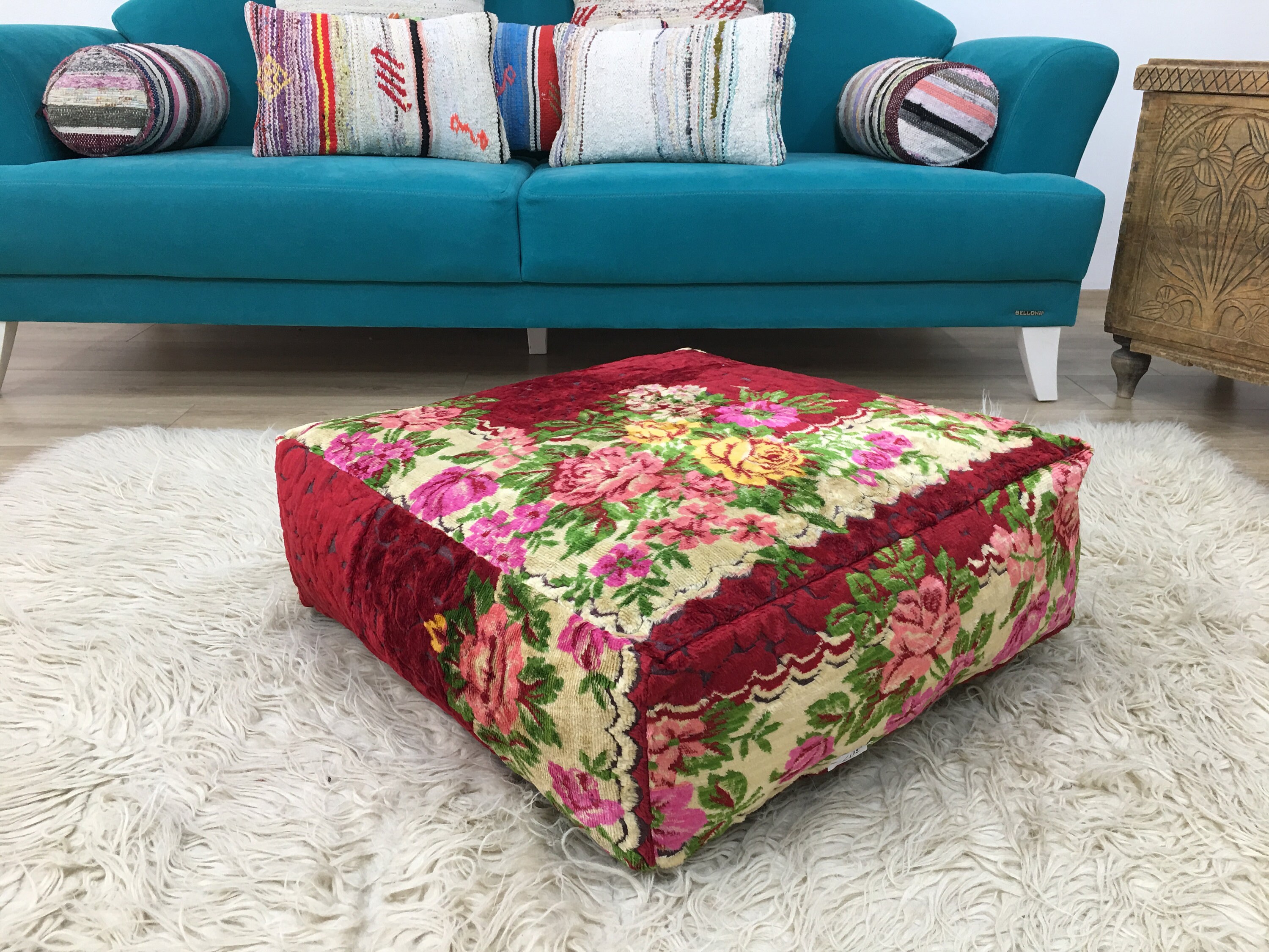 Floor pillow floral pouf sitting puff handmade pillow | Etsy