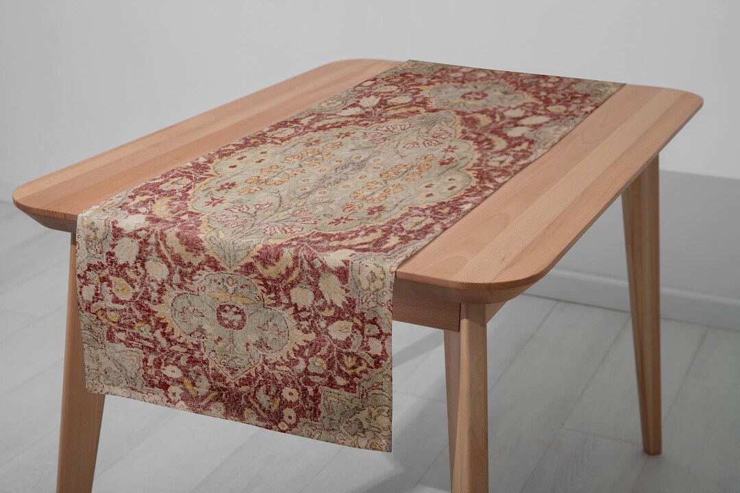 Fabric Print Runner, Vintage Rug Design Runner, Kitchen Table Runner ...