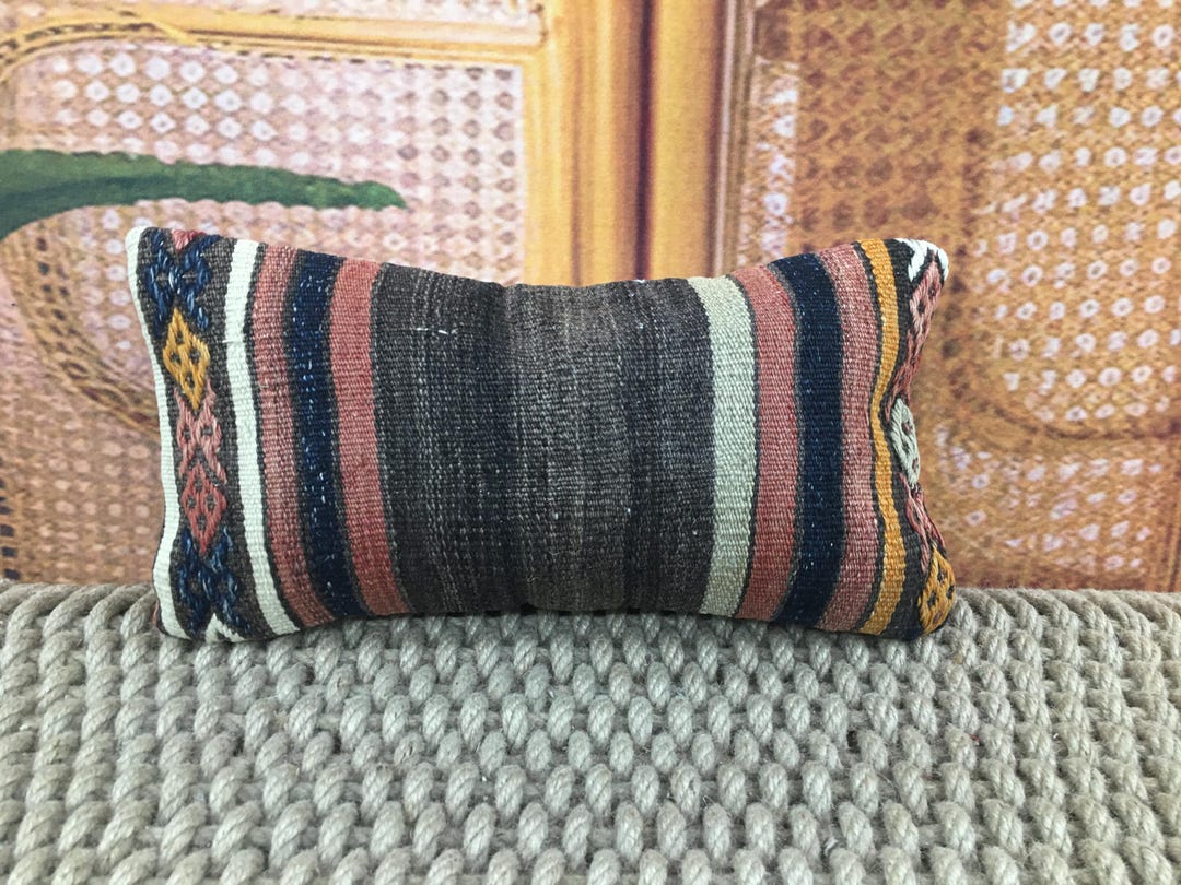 Handmade Primitive Pillow, Geometric Motif Pattern Cushion, Vintage ...