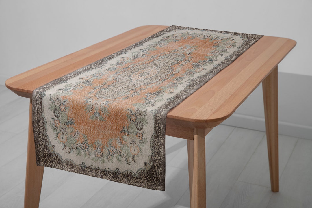 Spiritual Design Runner, Burlap Kitchen Table Scarf, Authentic Table ...