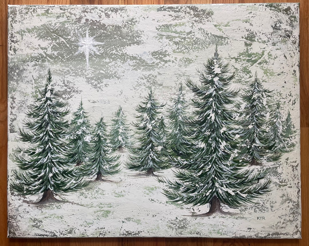 Star of Bethlehem Winter Tree Painting - Etsy