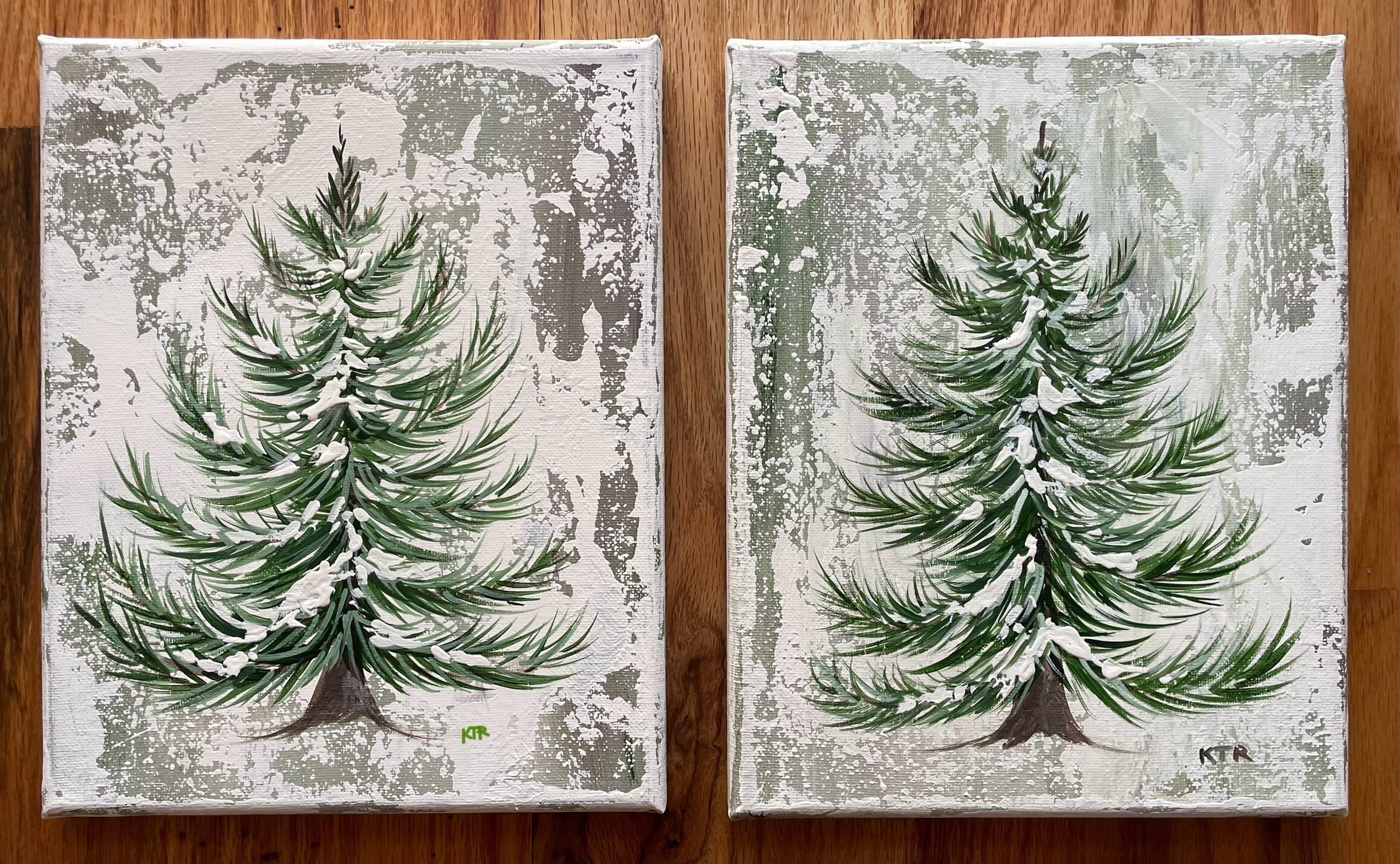 Winter Evergreen Tree Painting - Etsy