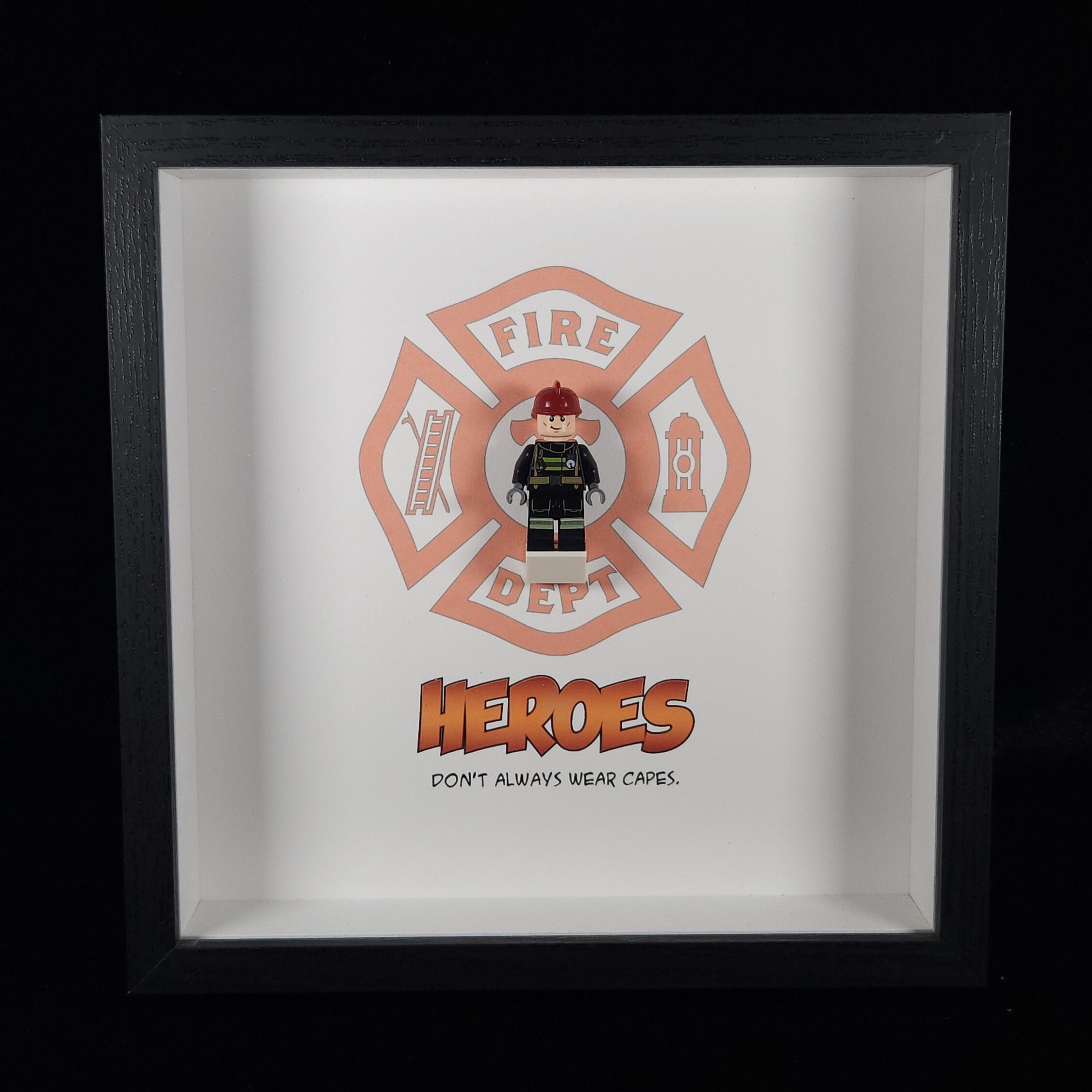 Fireman Minifigure Keepsake | Shadow Box | Gift | Personalized ...