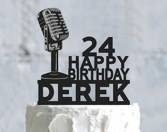 Microphone Happy Birthday 225-A090 Cake Topper - Etsy