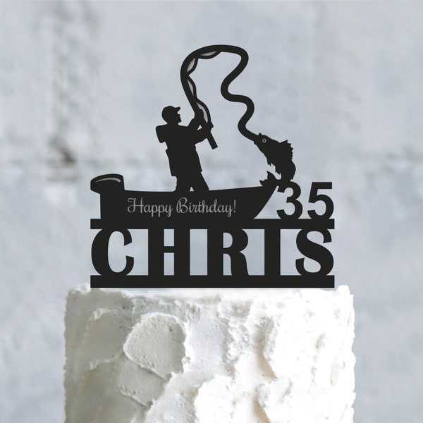 Fishing Cake Topper - Etsy