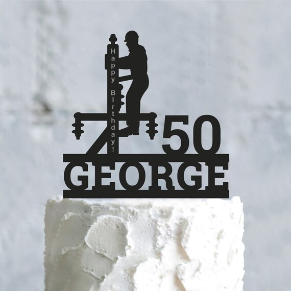 Electrician Lineman Birthday Cake Topper Personalizedpower - Etsy