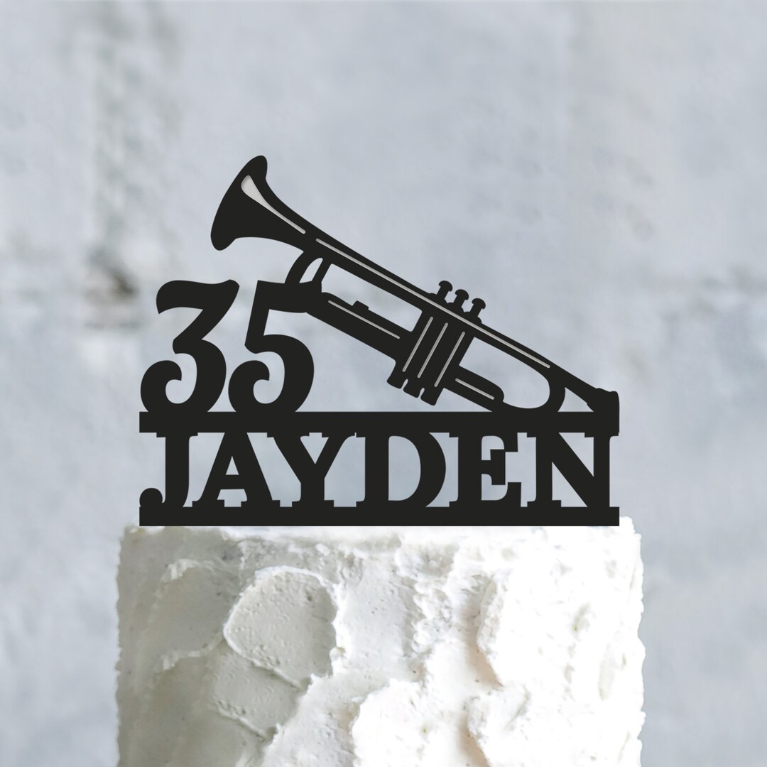 Custom Vintage Trumpet Musician Birthday Age Cake - Etsy