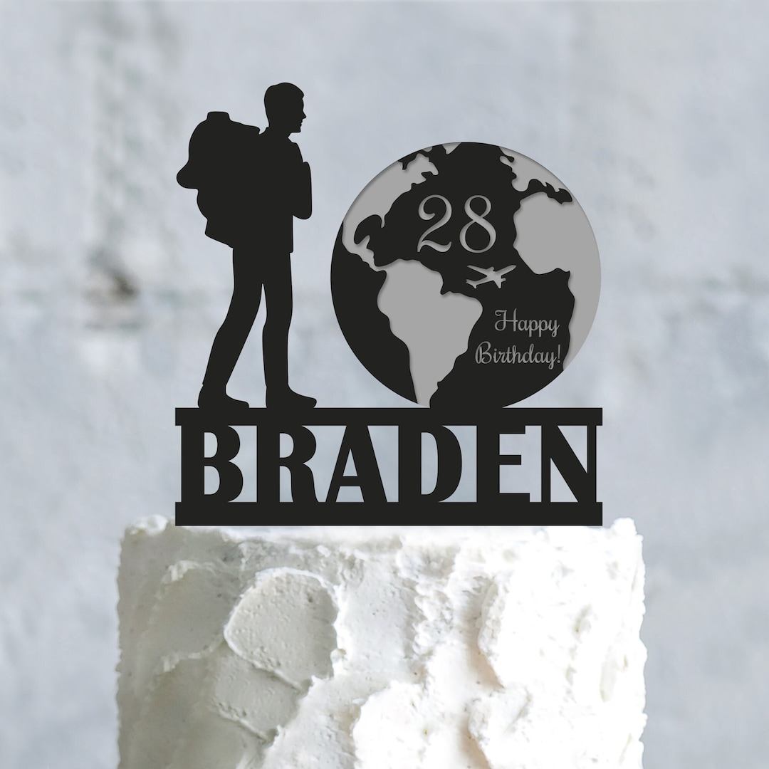 Man Travel Cake Topper Birthday,personalized Travel Birthday Cake ...