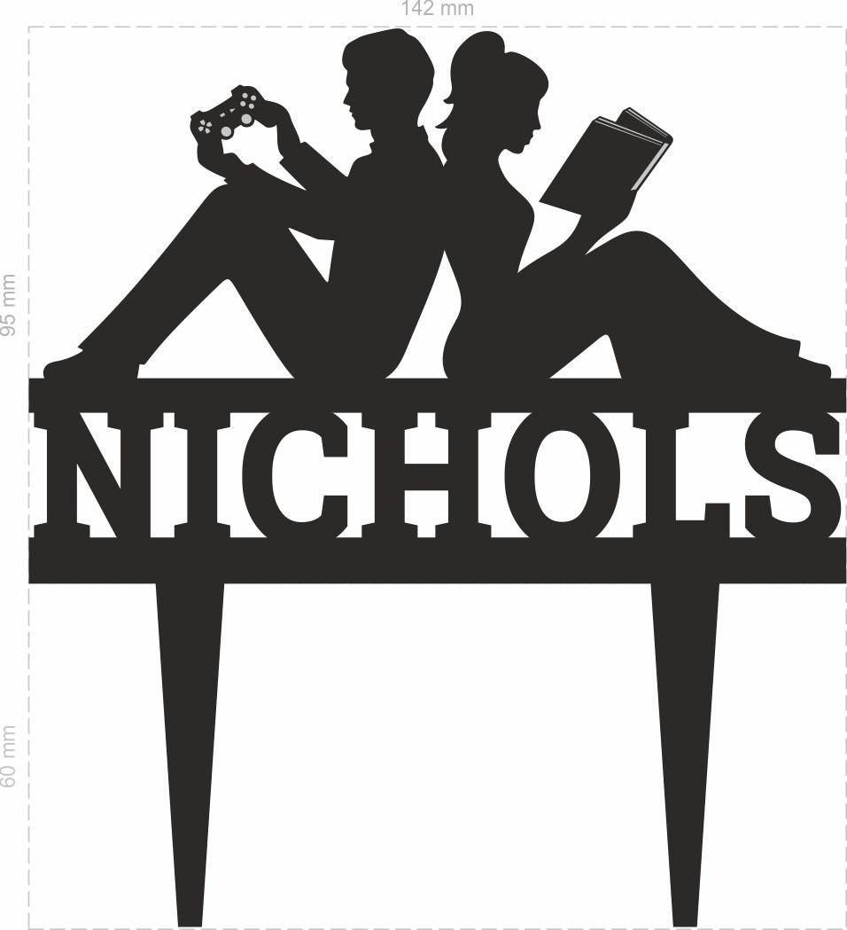 Video gamer book themed wedding book lover gaming last name | Etsy