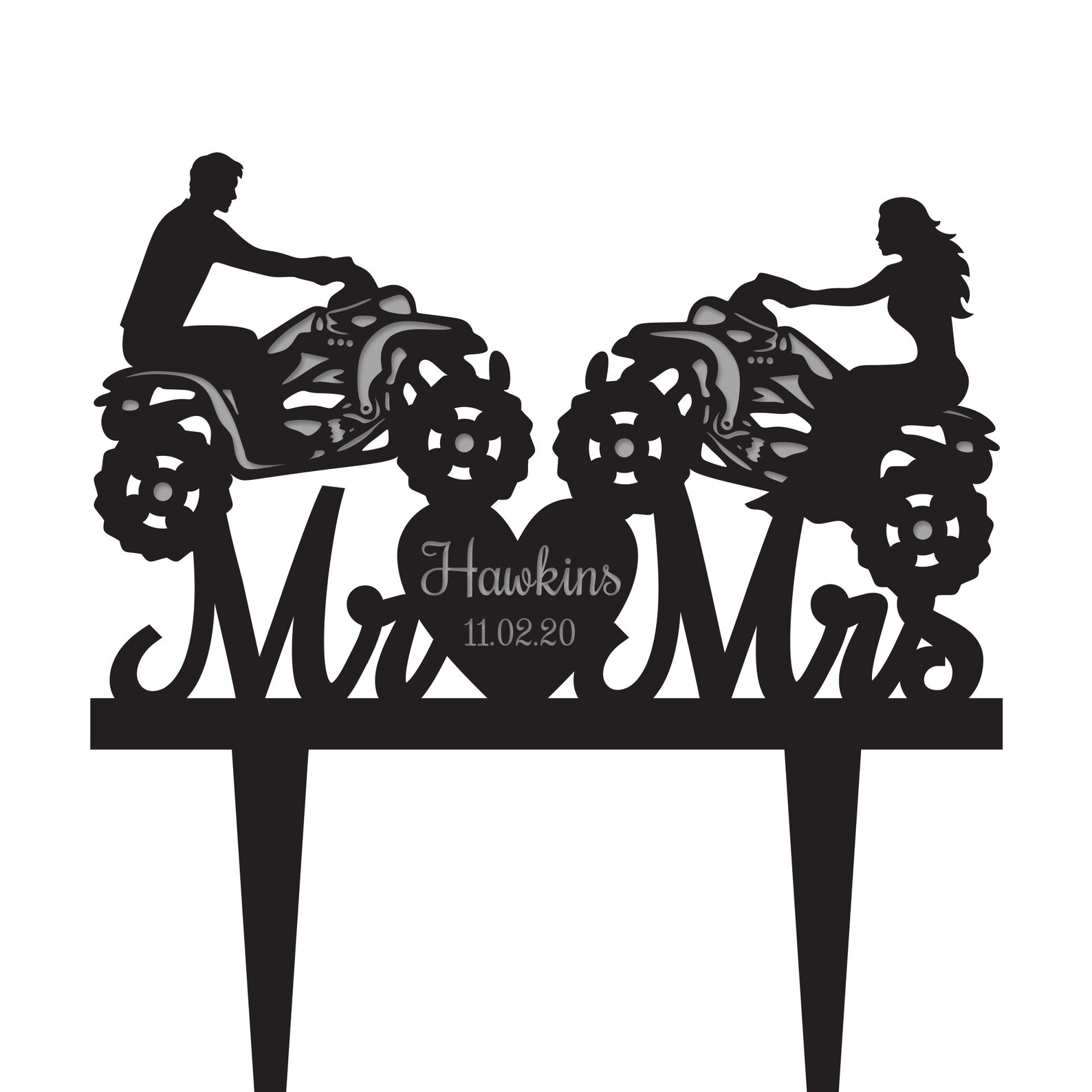 Four Wheel Bike Personalized Wedding Four Wheeler Mr and Mrs Cake ...